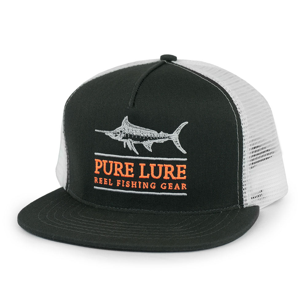 Ink Pen, mesh back hat with marlin embroidery